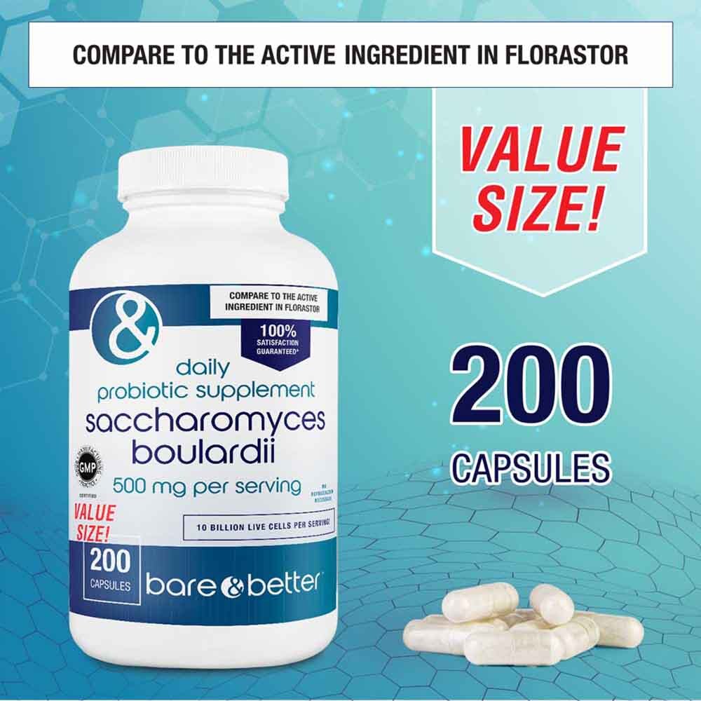 Saccharomyces boulardii, Daily Probiotic Supplement, Value Size, 200 ...
